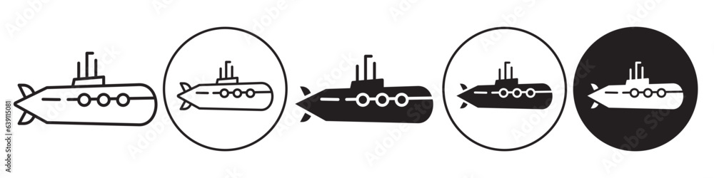 Submarine Icon. Symbol of under water naval nuclear ship with propeller ...