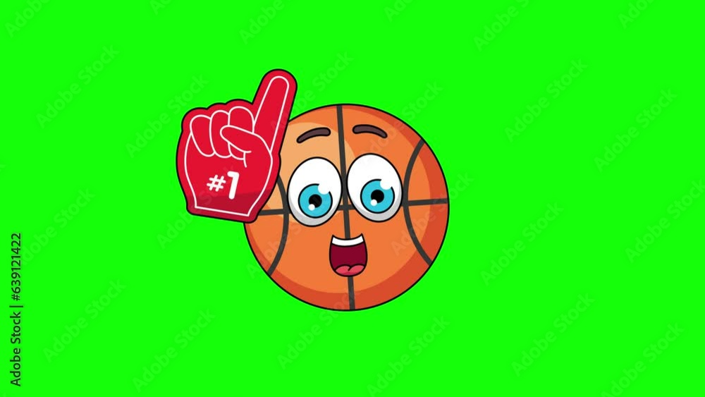 number 1 fan basketball cartoon emoticon, looping animation Stock ビデオ ...