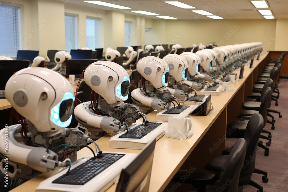 In der Computerschule wird fleissig am Computer geübt und gelernt ...