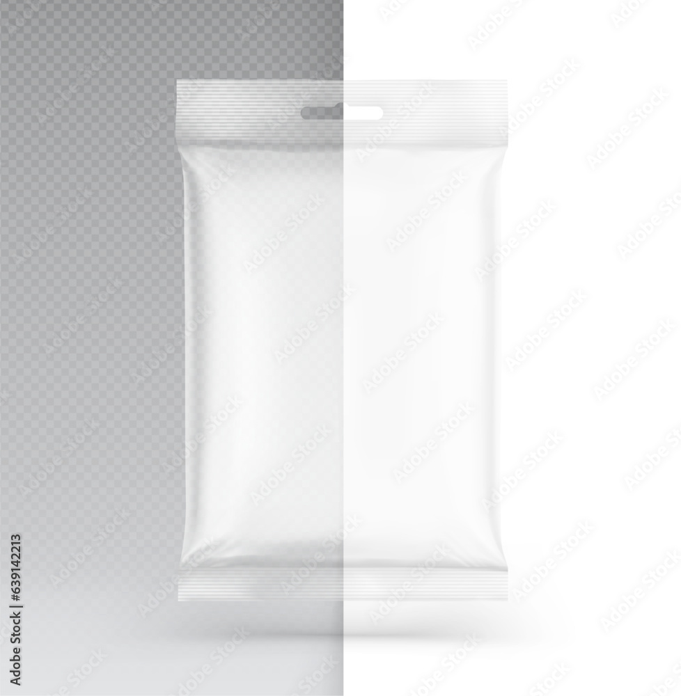 Transparent package bag mockup. Vector illustration isolated on ...