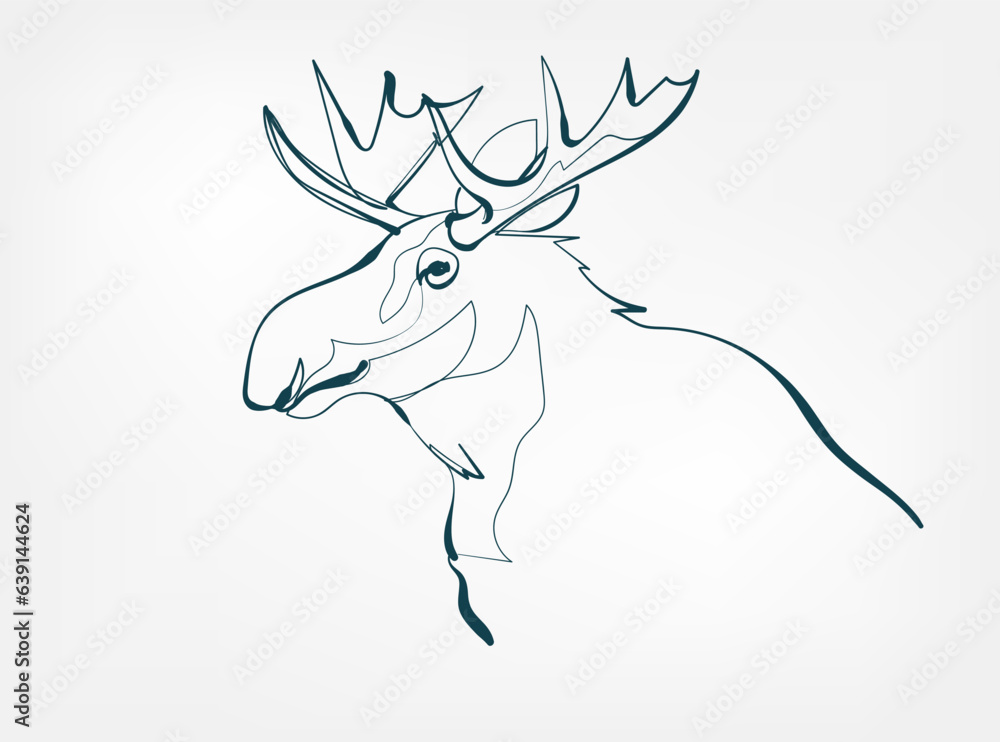 elk vector line art animal wild life single one line hand drawn ...