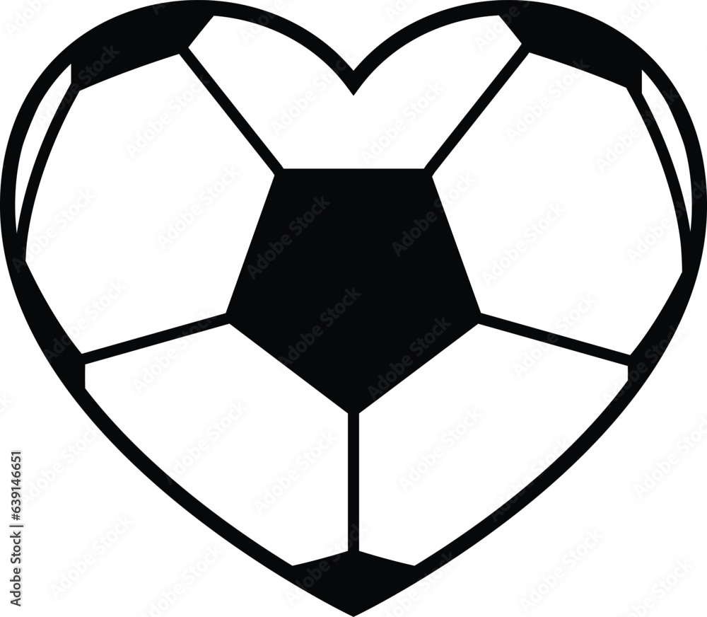 Soccer ball shaped heart clipart vector. Heart with football symbol ...