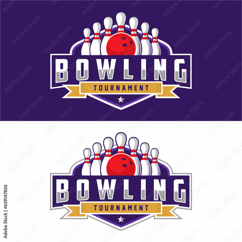 Vector label of bowling. Logo of bowling championship. Vector ...