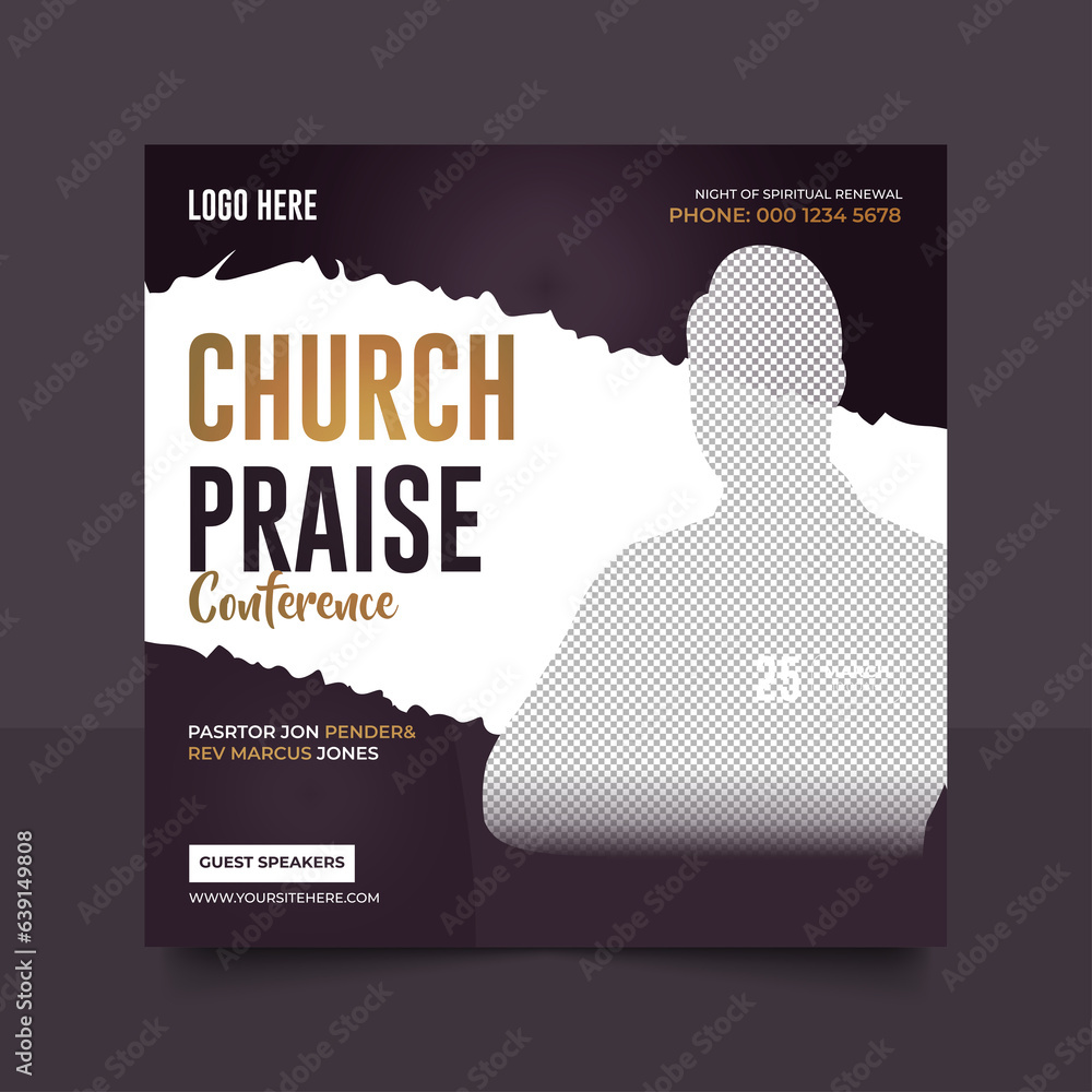 Christian Church worship invitation print flyer or poster template ...