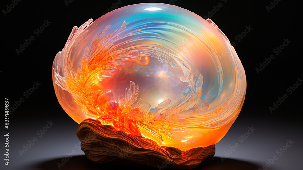 A mesmerizing visual of an opal's iridescent fire dancing within its ...