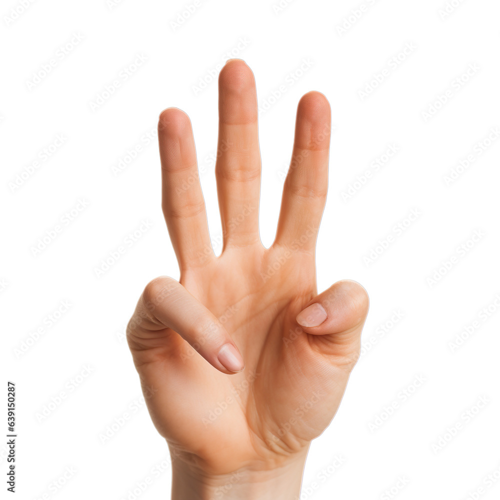 Three fingers hand gesture isolated on transparent background. Stock ...