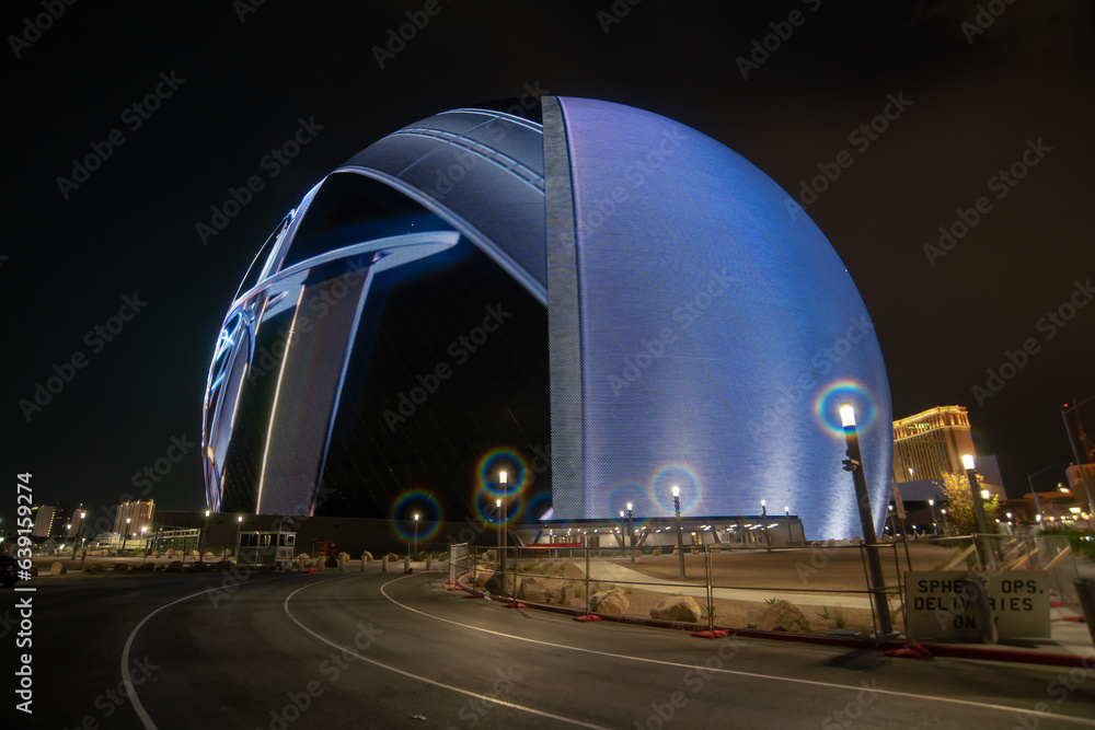Las Vegas, Nevada, the USA, 25 August 2023: MSG Sphere is light up in ...