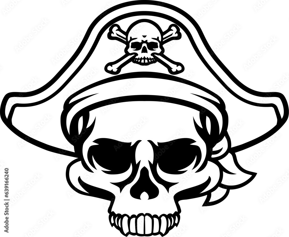 A pirate skull and crossbones jolly roger grim reaper cartoon wearing ...