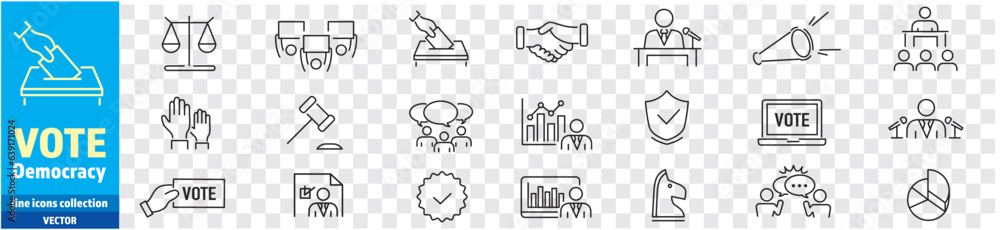 Democracy Election Vote Politics Chart Voting editable stroke icons ...