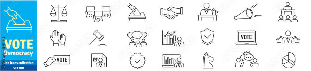 Democracy Election Vote Politics Chart Voting editable stroke icons ...