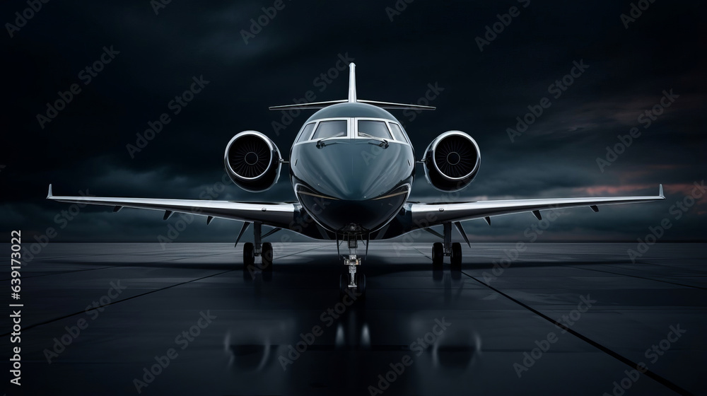 luxury private jet airplane front view Stock Photo | Adobe Stock
