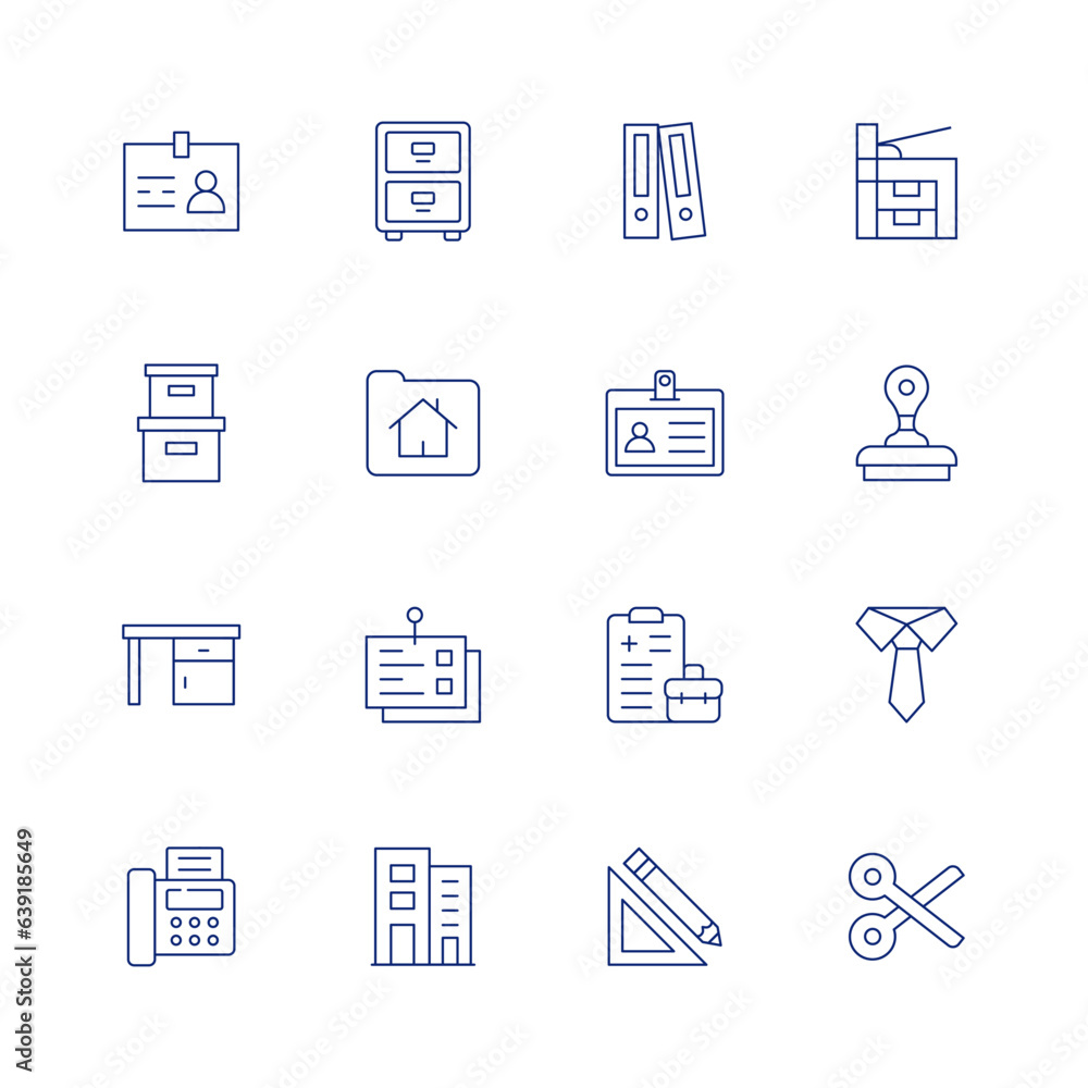 Office line icon set on transparent background with editable stroke ...