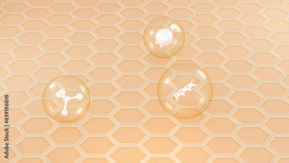 Bubble 3D animation contains molecular structure, DNA gradually fused ...