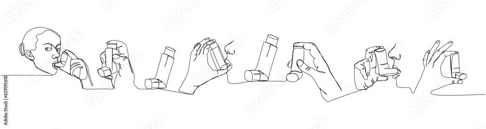 Asthmatics set. Inhaler, salbutamol, Asthma inhaler, medical supplies ...