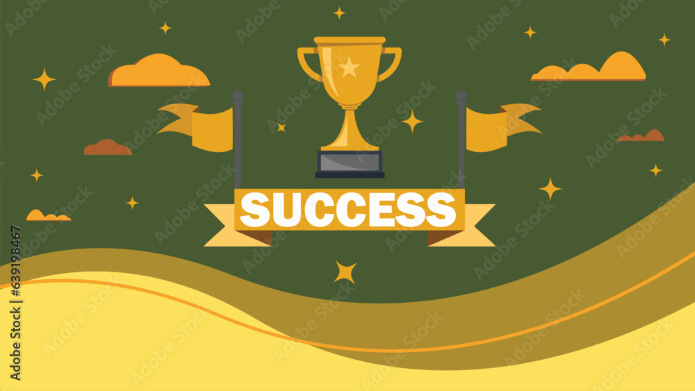 success concept vector banner design with beautiful scenic background ...