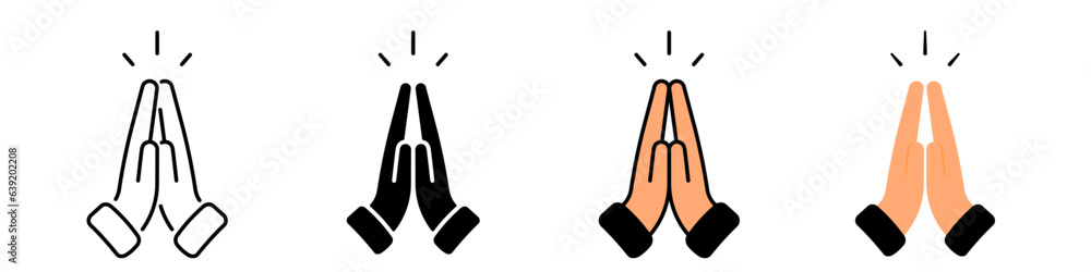 Praying hands icon on transparent background illustration Stock Vector ...