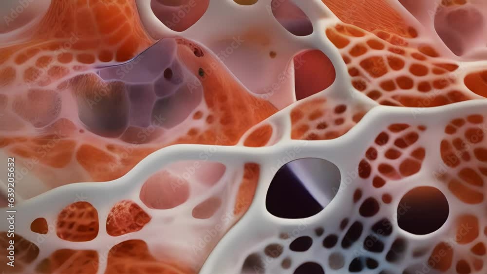 Magnified under a high powered microscope video of vascular tissue the ...