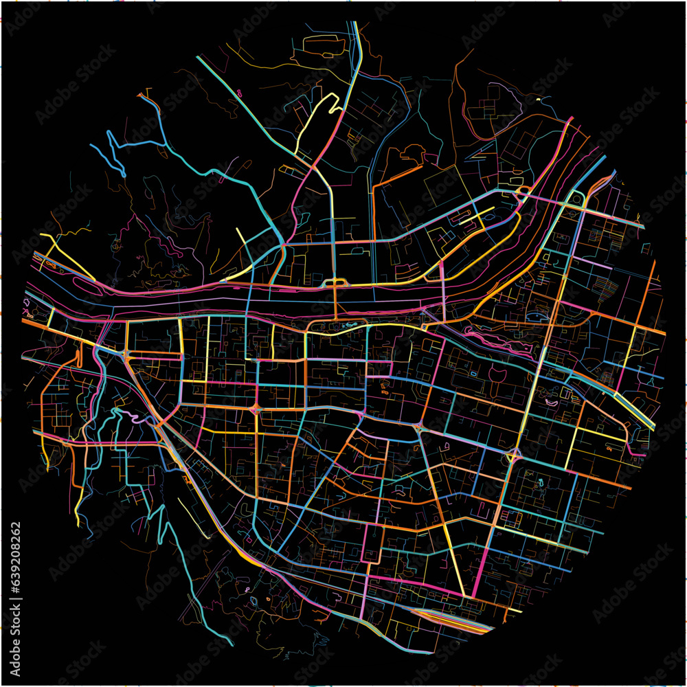 Colorful Map of Lanzhou, Gansu with all major and minor roads. Stock ...