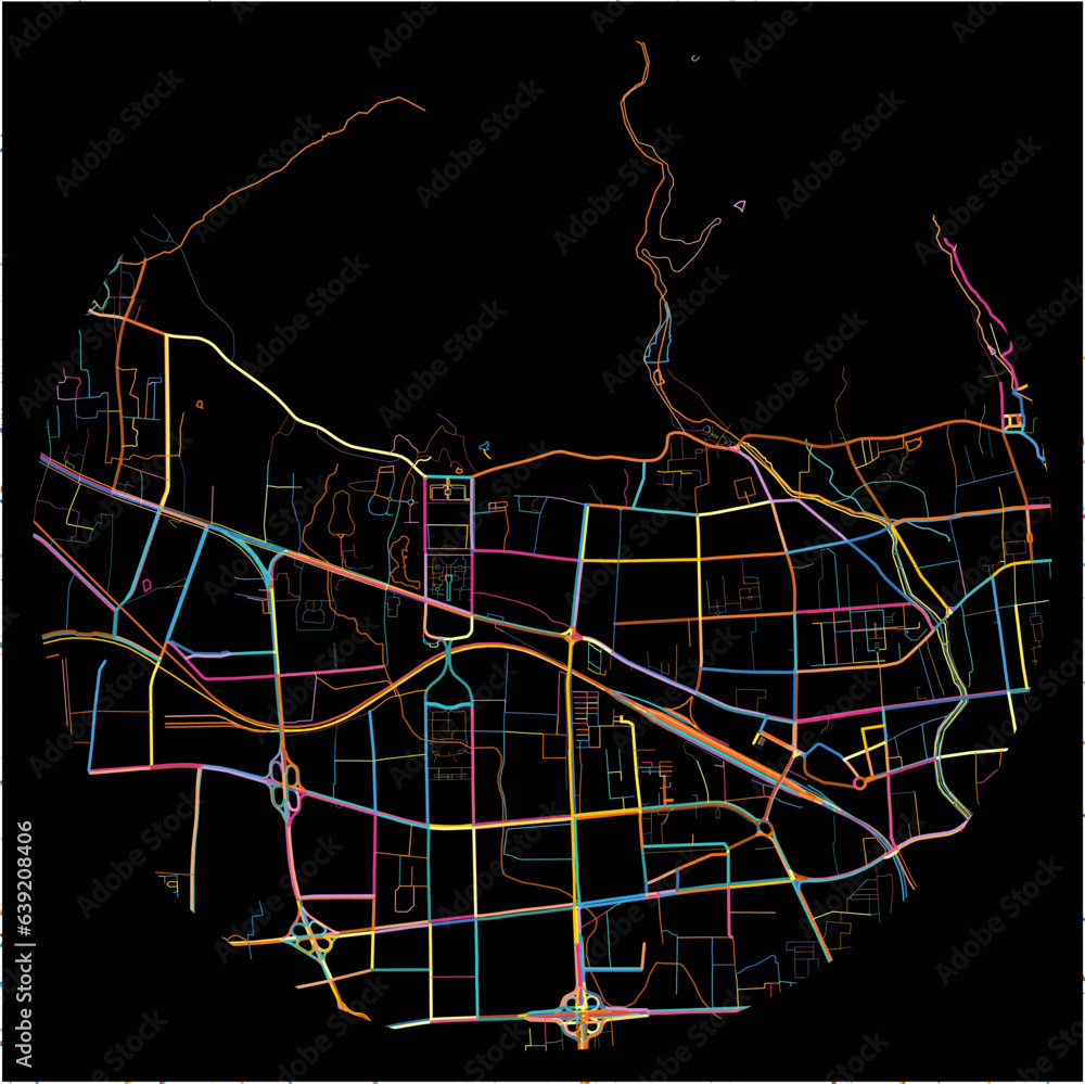 Colorful Map of Taian, Shandong with all major and minor roads. Stock ...