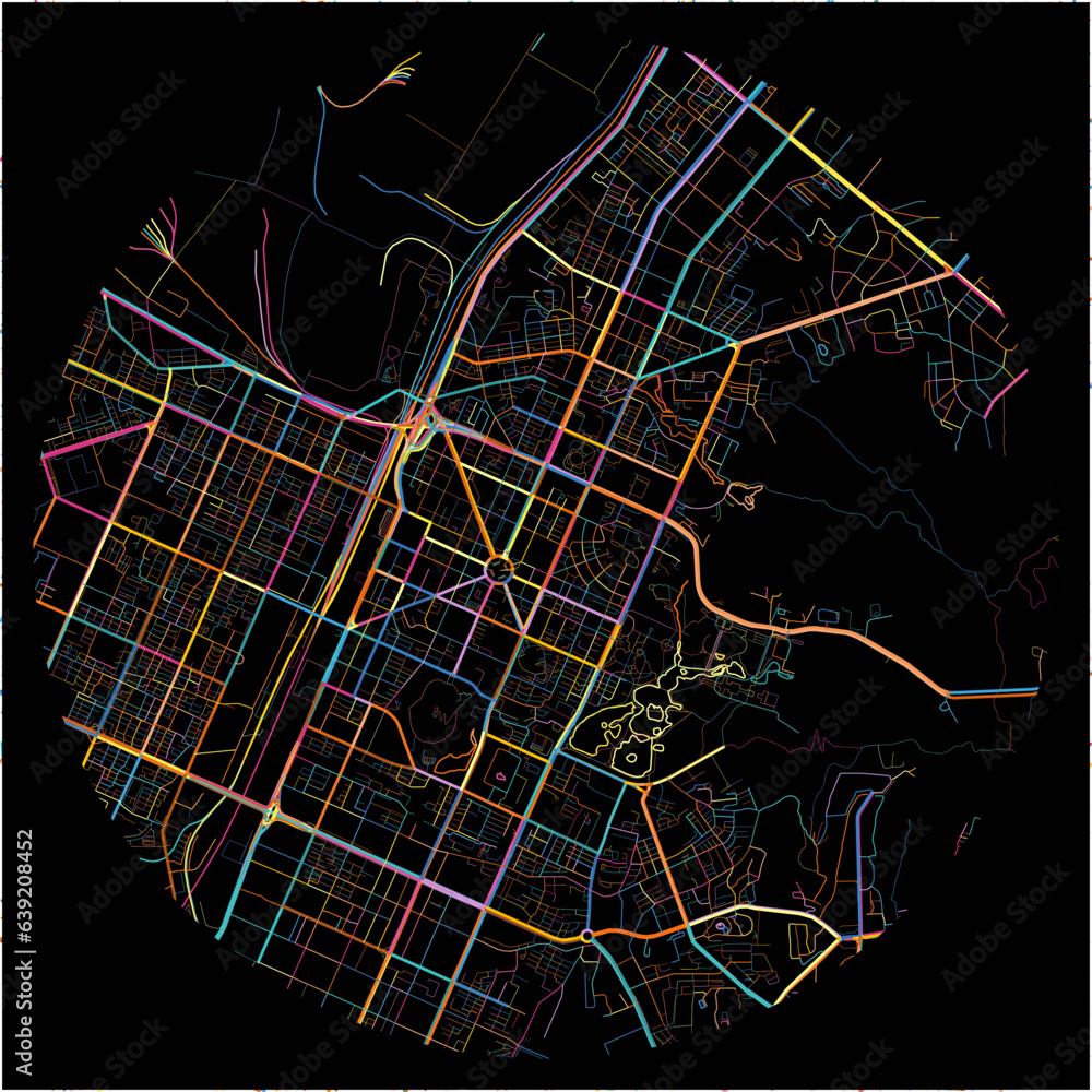Colorful Map of Anshan, Liaoning with all major and minor roads. Stock ...