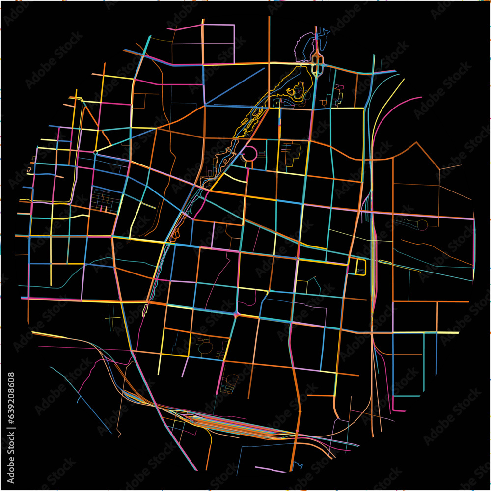 Colorful Map of Heze, Shandong with all major and minor roads. Stock ...