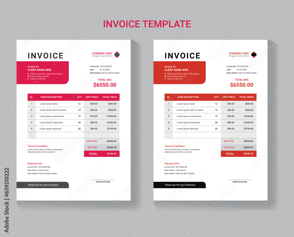 Vector clean invoice template, invoice design, Clean invoice vector ...