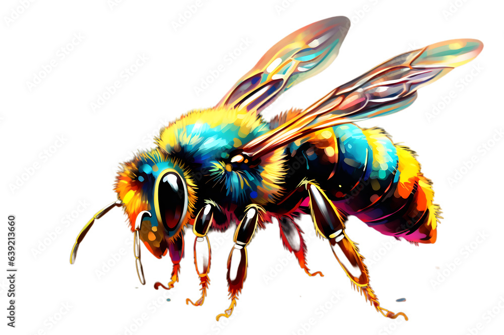 Colorful bee illustration isolated on transparent background Stock ...