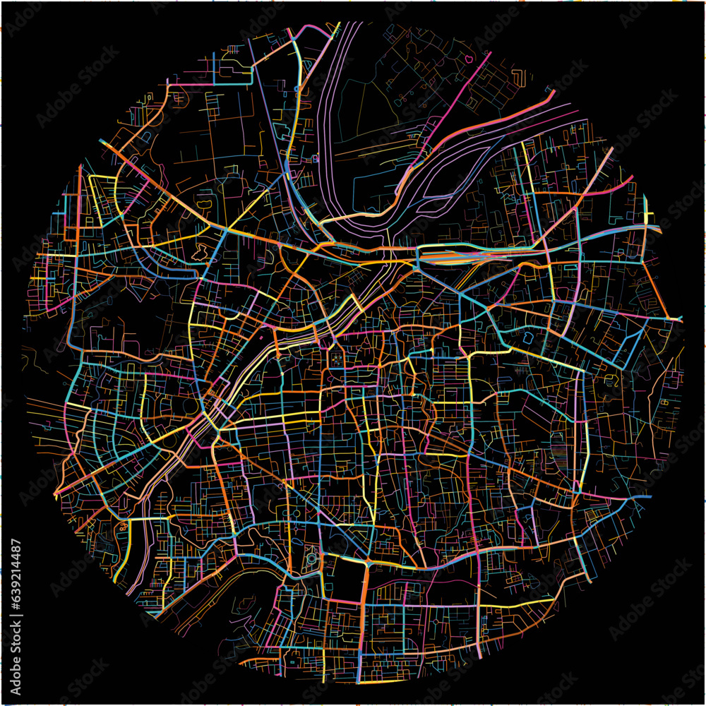 Colorful Map of Pune, Maharashtra with all major and minor roads. Stock ...