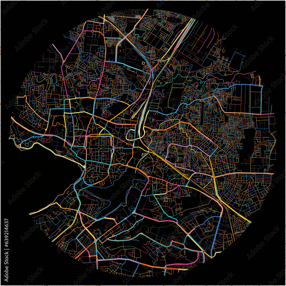 Colorful Map of Bhopal, Madhya Pradesh with all major and minor roads ...