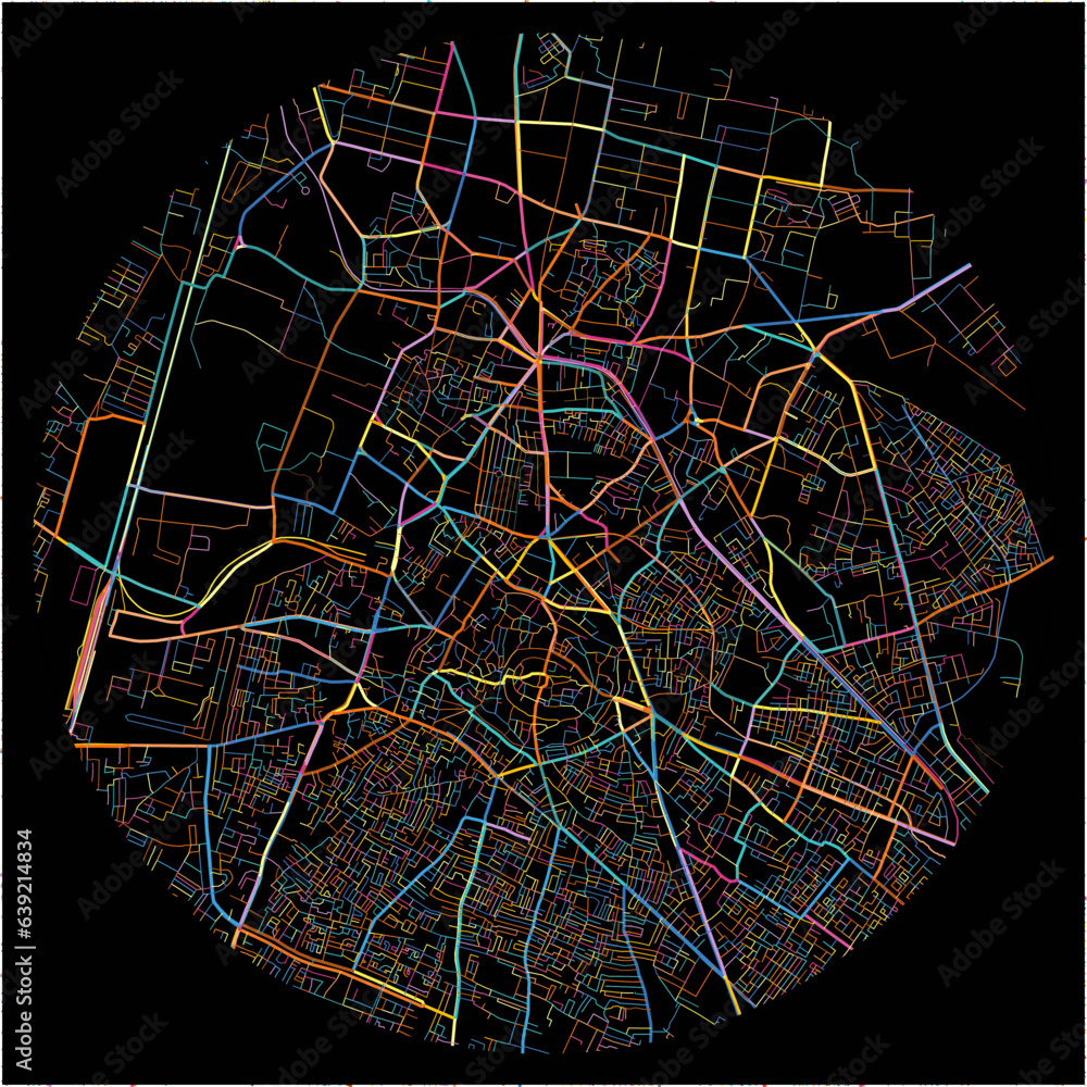 Colorful Map of Meerut, Uttar Pradesh with all major and minor roads ...