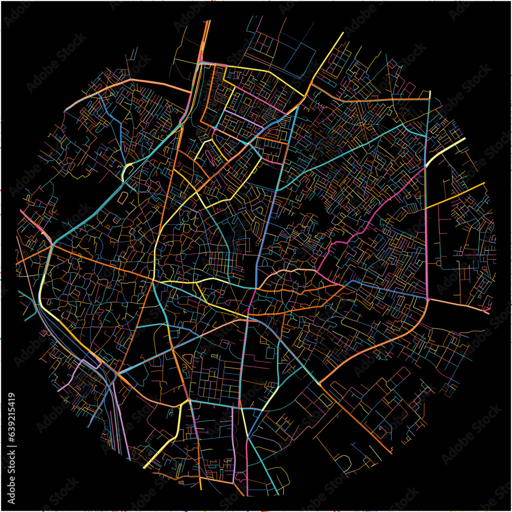 Colorful Map of Bareilly, Uttar Pradesh with all major and minor roads ...