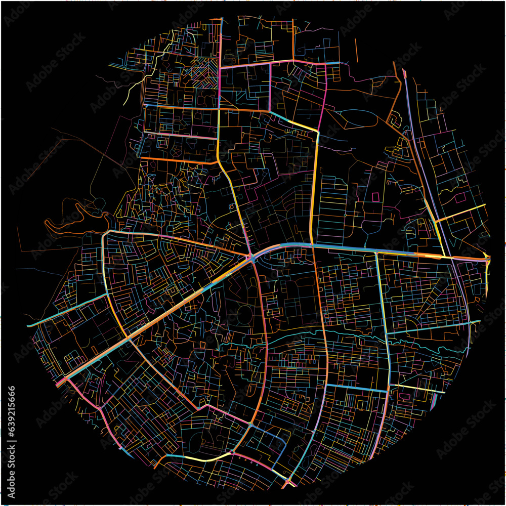 Colorful Map of Bhubaneswar, Odisha with all major and minor roads ...
