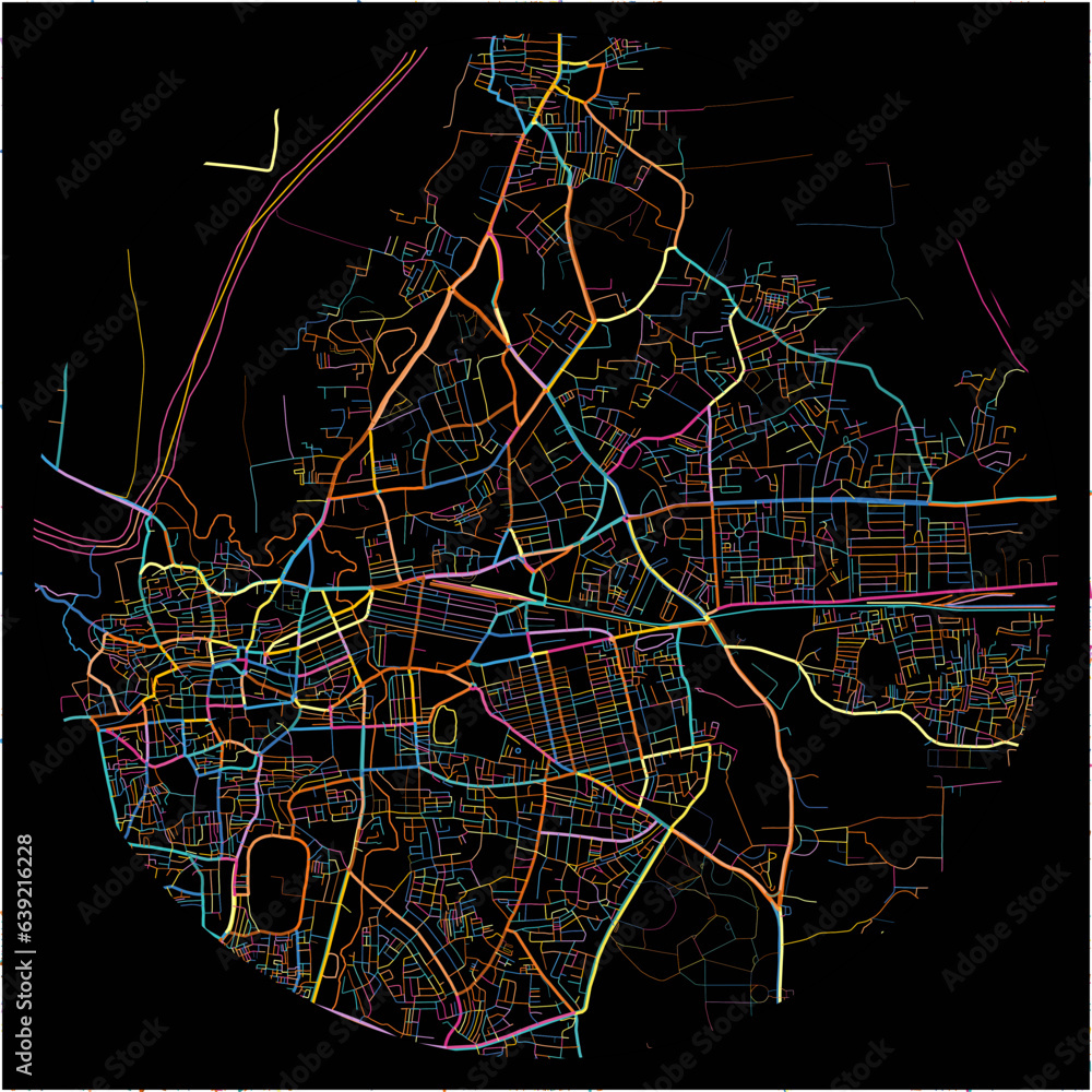 Colorful Map of Kolhapur, Maharashtra with all major and minor roads ...