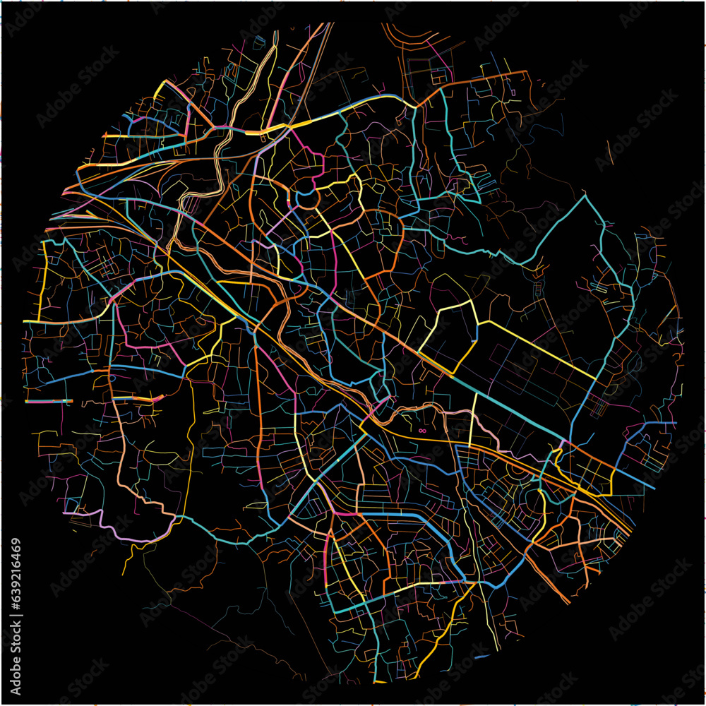 Colorful Map of Ulhasnagar, Maharashtra with all major and minor roads ...