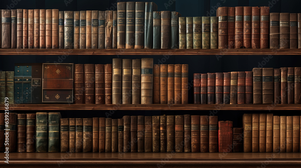 Vintage law library shelves filled with leatherbound books Stock Photo ...