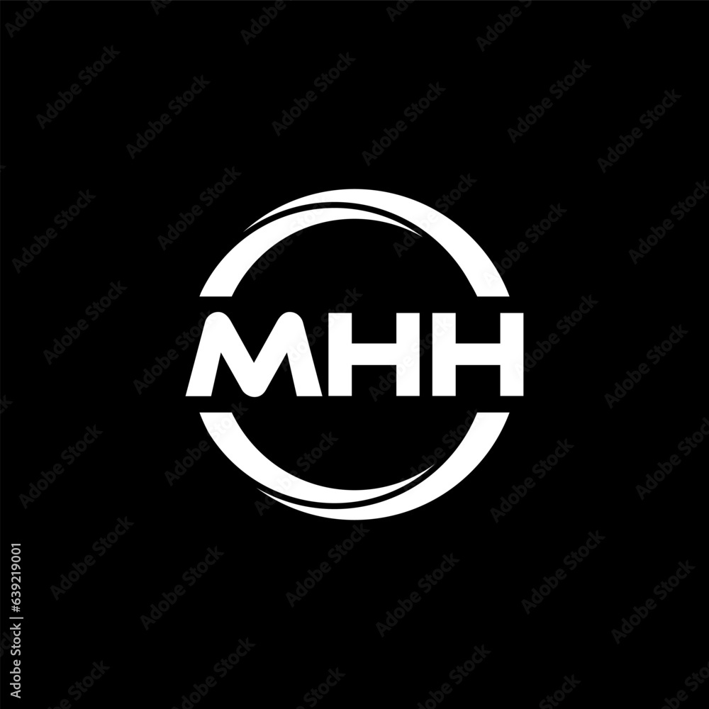 MHH letter logo design with black background in illustrator, cube logo ...