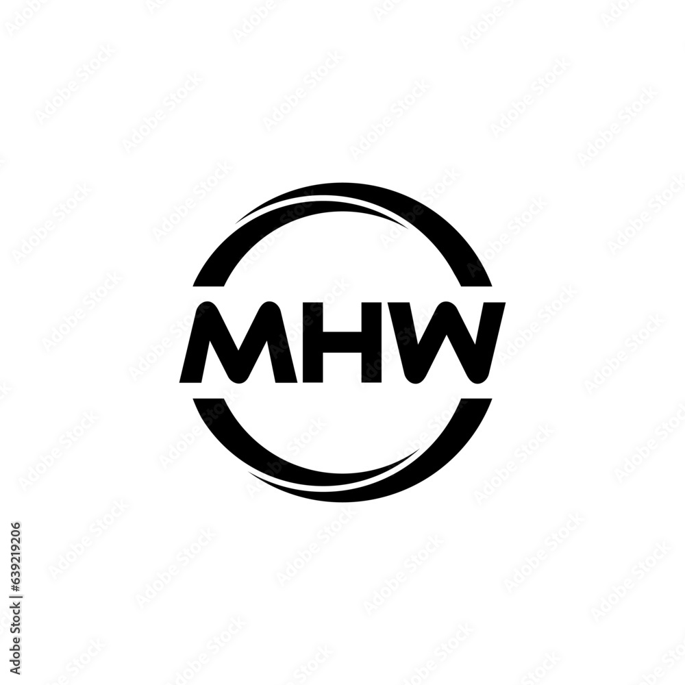 MHW letter logo design with white background in illustrator, cube logo ...