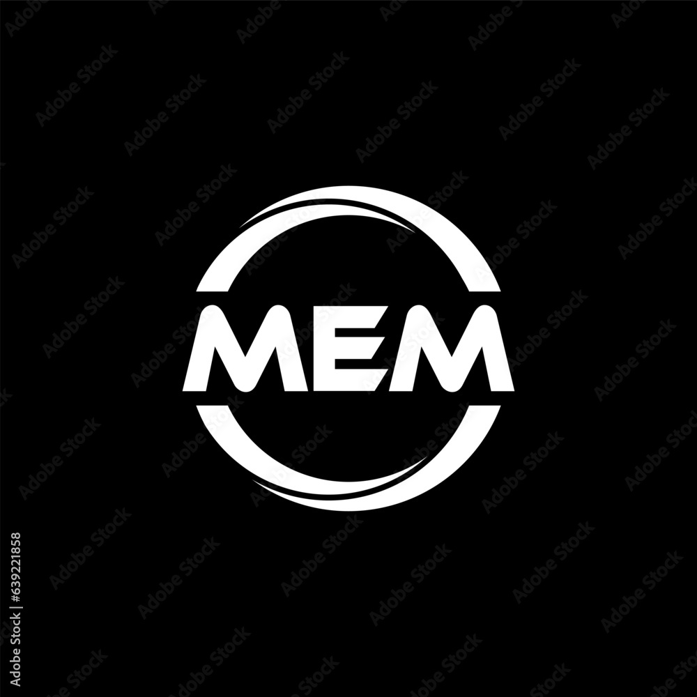 MEM letter logo design with black background in illustrator, cube logo ...