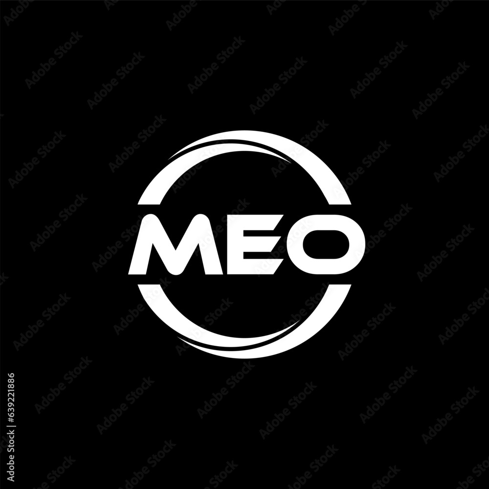 MEO letter logo design with black background in illustrator, cube logo ...