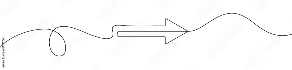 Arrow continuous line drawing icon vector. Black scribble directions ...