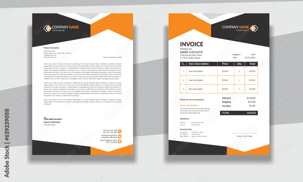 Corporate modern professional clean business invoice and letterhead ...