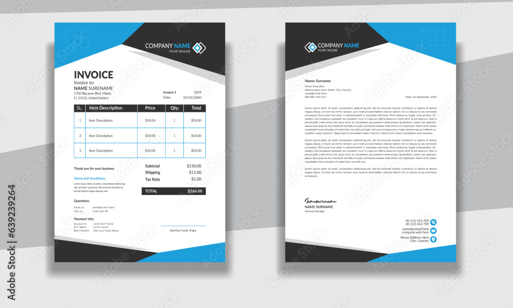 Corporate modern professional clean business invoice and letterhead ...