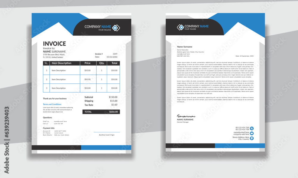 Corporate modern professional clean business invoice and letterhead ...