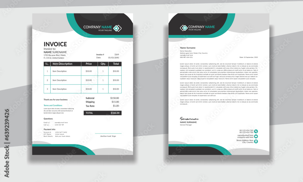Corporate modern professional clean business invoice and letterhead ...