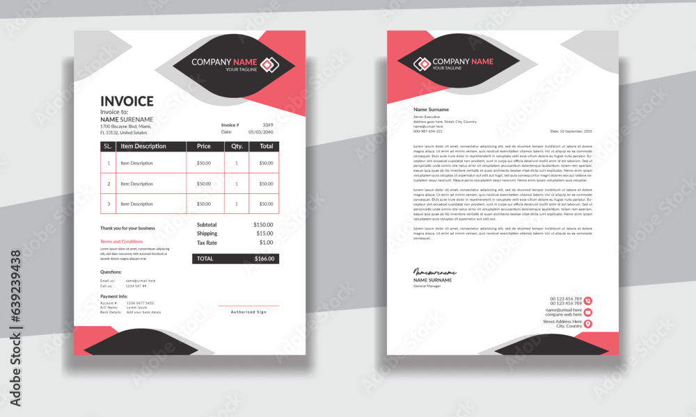 Corporate modern professional clean business invoice and letterhead ...