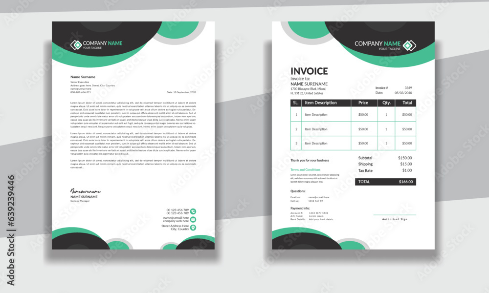 Corporate modern professional clean business invoice and letterhead ...