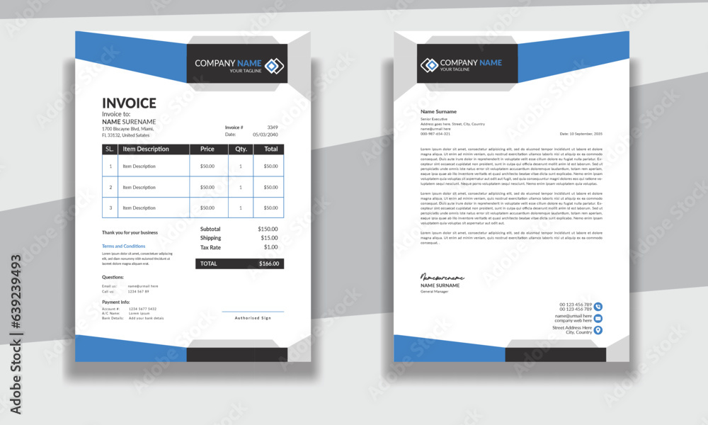 Corporate modern professional clean business invoice and letterhead ...