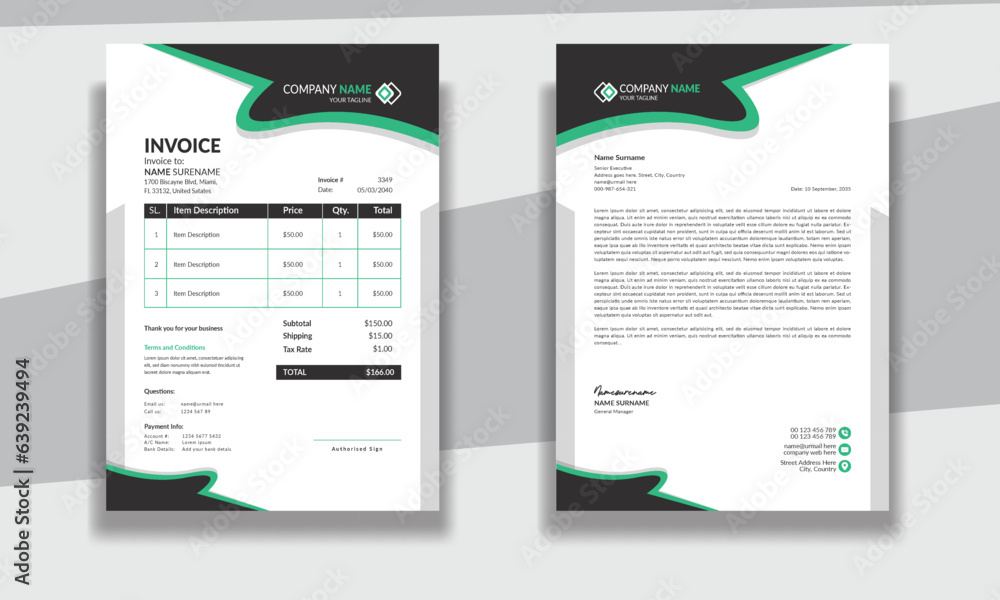 Corporate modern professional clean business invoice and letterhead ...