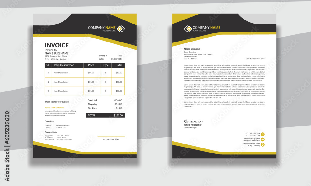 Corporate modern professional clean business invoice and letterhead ...