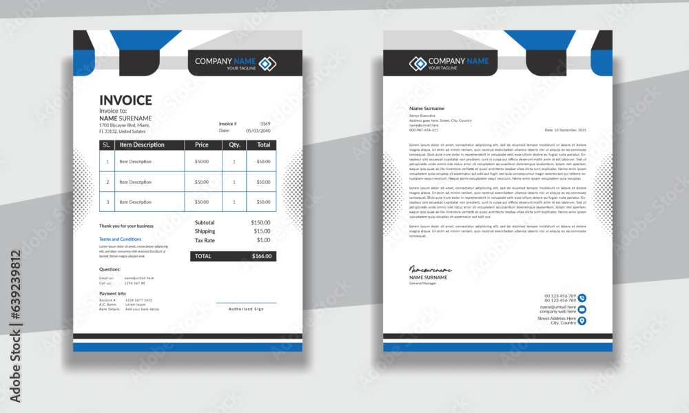 Corporate modern professional clean business invoice and letterhead ...